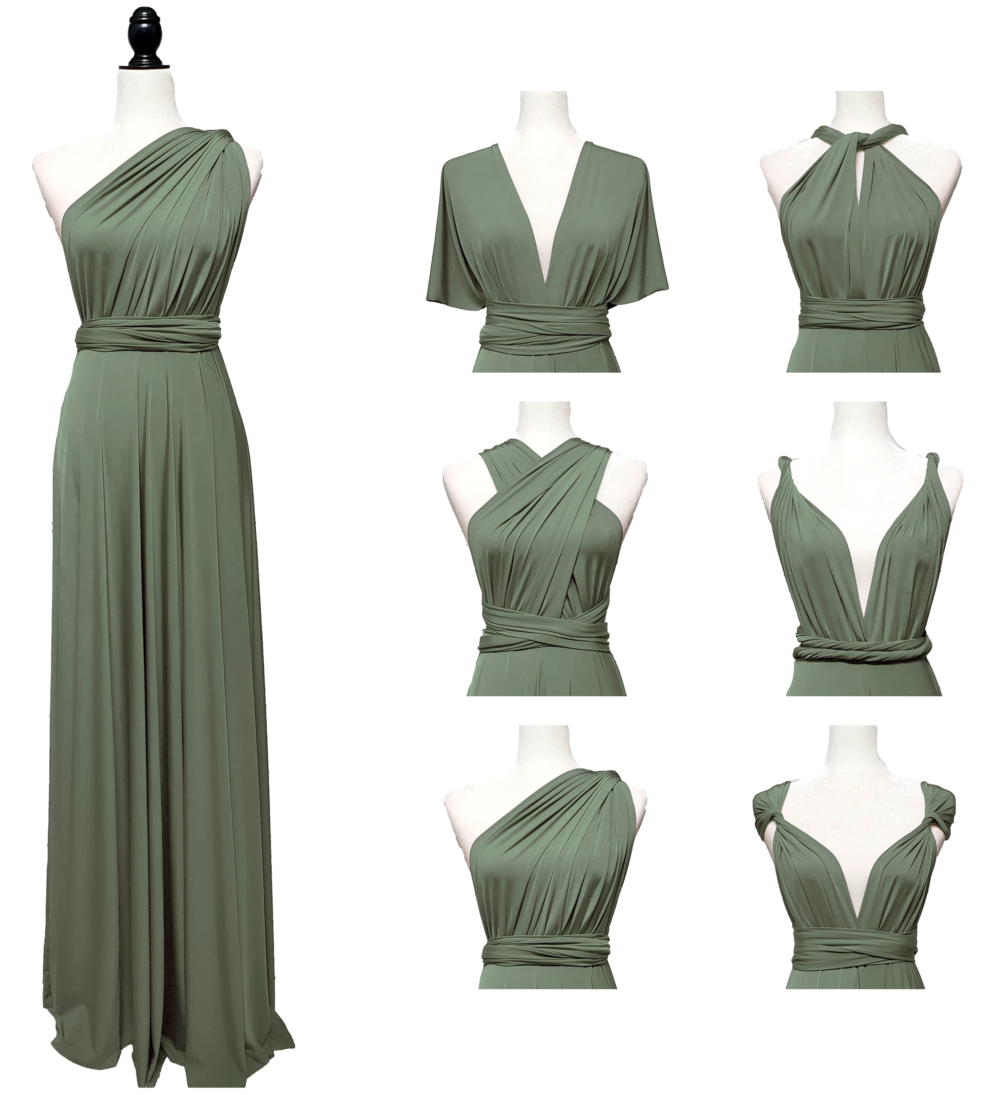 Light Olive Infinity Dress Bridesmaid Multiway Convertible Dress Made